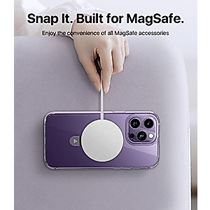 andobil for iPhone 14 Pro Max Clear Case with Magnetic Ring [Compatible with MagSafe] [Military Grade Protection] Invisible Strong Magnet Stand, EasyRelax Kickstand Case, (Non-rotatable), Clear