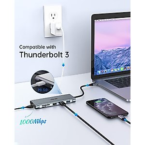 Docking Station, YEOLIBO 13 in 1 USB C Docking Station, USB C Hub Triple Display with 100W PD Charging, 4K HDMI, DP, 10Gbps USB 3.1, USB 2.0, 1000Mbps Ethernet for MacBook Pro and Type C Laptops