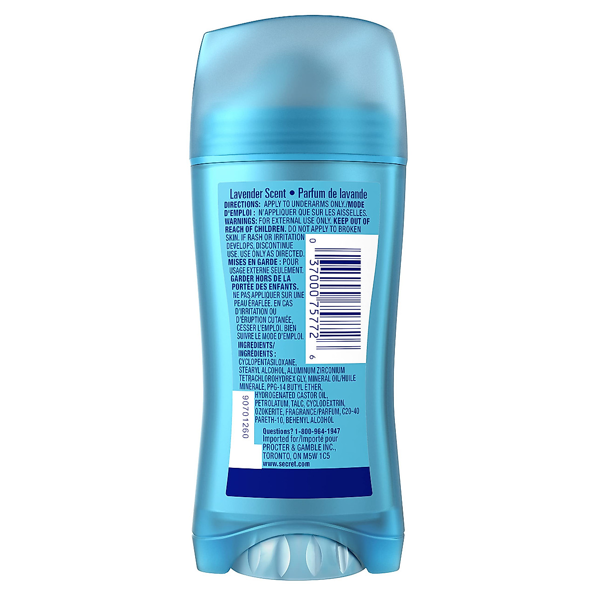 Secret Antiperspirant and Deodorant for Women, Lavender, Invisible Solid, 2.6 oz (Pack of 3)