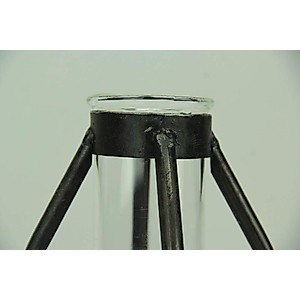 Modern Art Glass Tube Bud Vase with Metal Cage Frame Set of 3