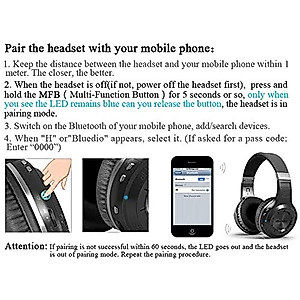 Bluedio V5.0 Bluetooth Headphones Over Ear, Wireless Bluetooth On-Ear Stereo Earphones Noise Cancelling, Soft Memory-Protein Earmuffs, w/Mic (Black)