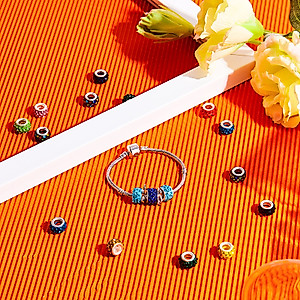 Junkin 120 Pieces Large Hole Beads Rhinestone European Beads for Pens Making Bulk 11mm Crystal Charm Spacer Beads for Beadable Pens Jewelry Making Supplies DIY Crafts Bracelet(Multicolor)