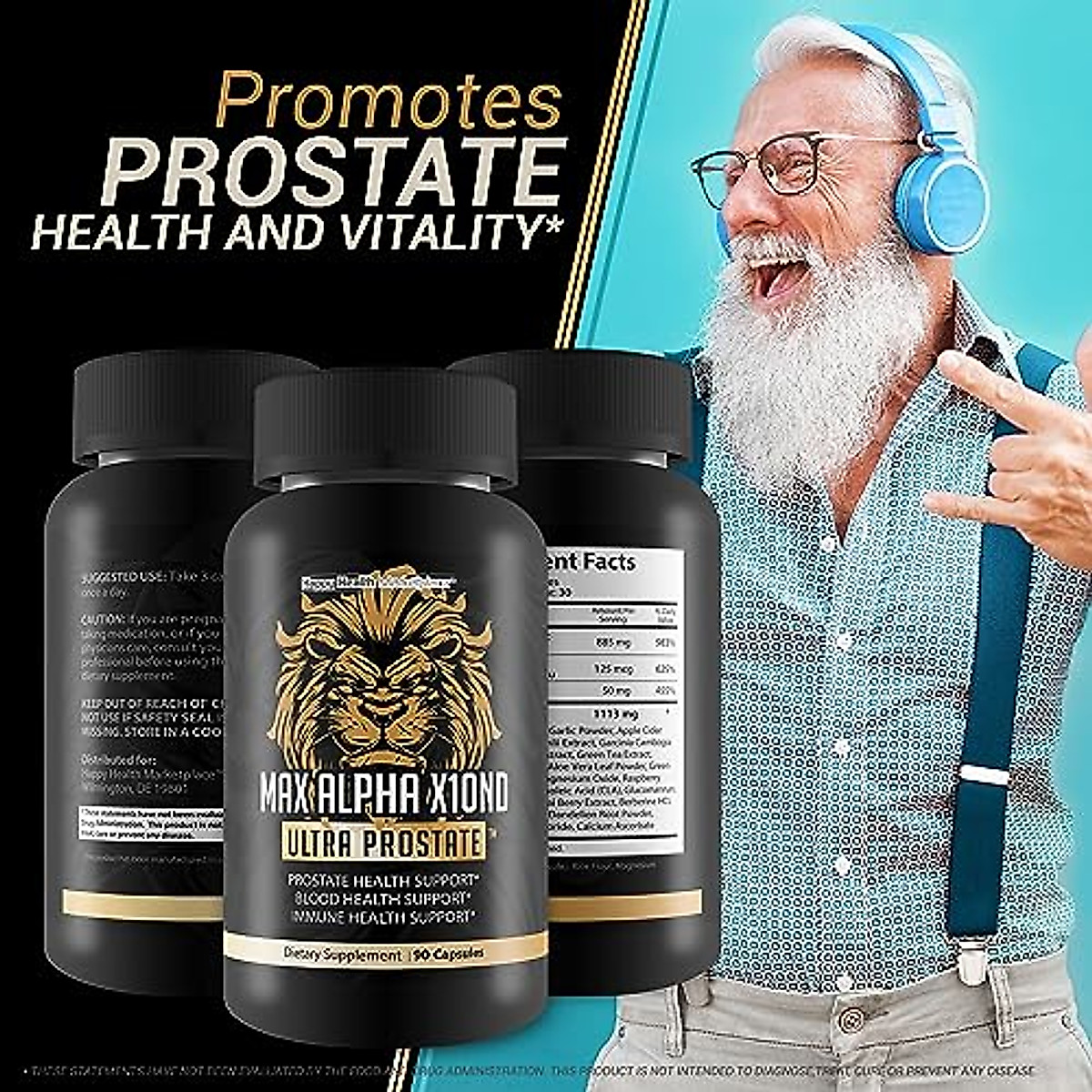 Max Alpha X10ND Ultra Prostate - T Prostate Support for Men - Promote Energy & Endurance - Blood Flow Support for Prostate Health with Vitamin D, Ginseng, Green Tea, & Zinc - Immune Support Benefits