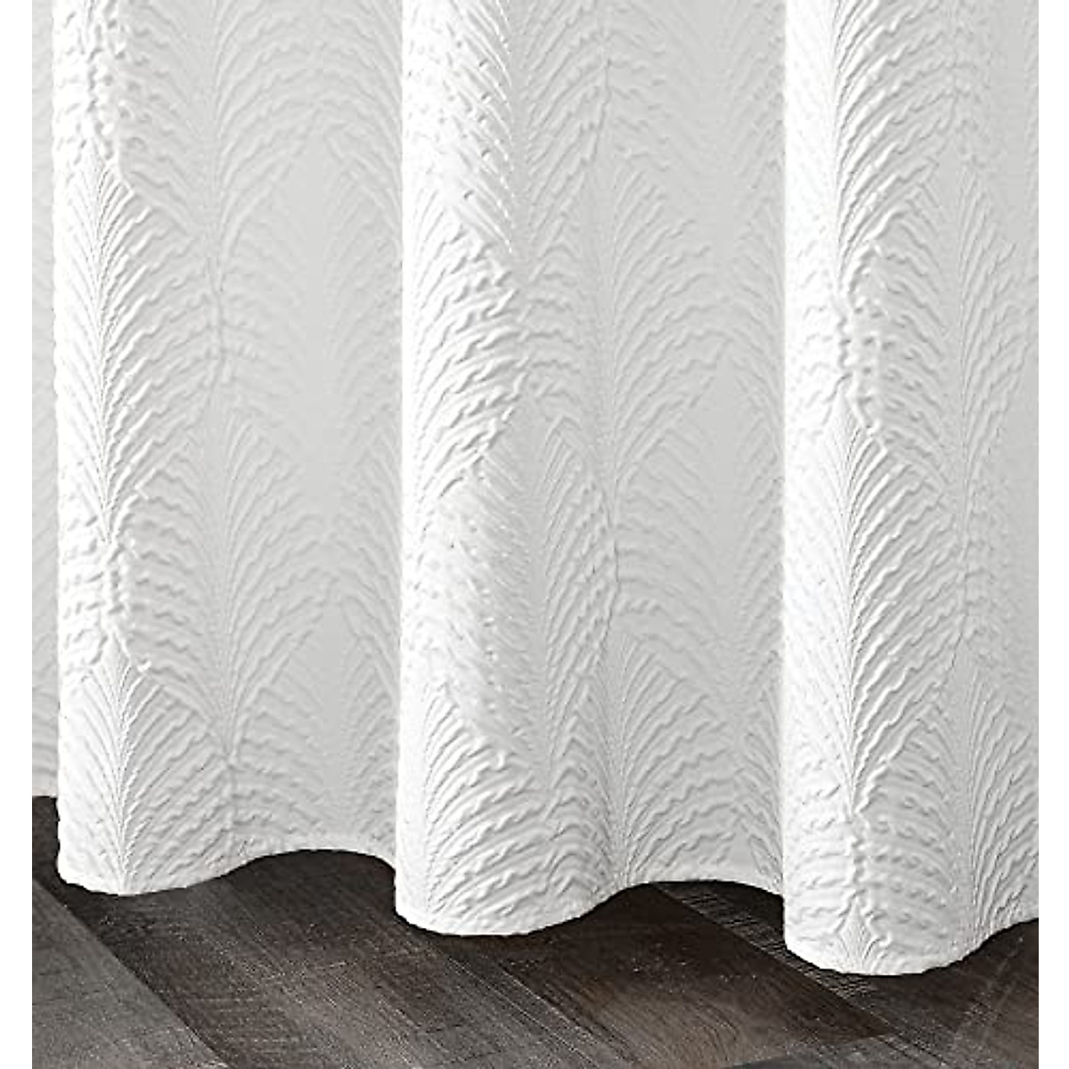 Gibelle White Shower Curtain for Bathroom, 3D Embossed Textured Fabric Shower Curtain, Modern Farmhouse Chic Soft Cloth Shower Curtain Set with Hooks, 72x72
