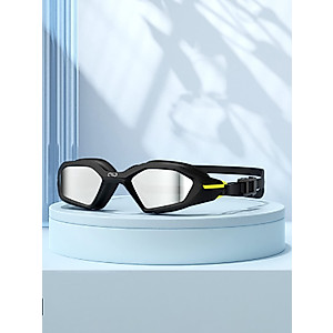 COPOZZ Men's Swim Goggles, Swimming Goggles Anti-fog No Leaking UV Protection for Adult men-Black(Mirrored)