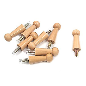 T Tulead 8PCS Wooden Coat Hooks Shaker Pegs Screw-on Clothes Hanging Hook Towel Belt Jewelry Hanger Hooks 18x50mm