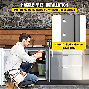 Mophorn BBQ Access Double Door 36W x 23H Inch BBQ Door Stainless Steel with Storage Outdoor Kitchen Doors for Commercial BBQ Island