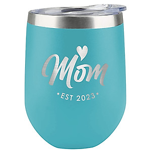 Age of Sage Mom Est 2023 New Mom Gifts - 12 oz Stainless Steel Travel Mug - New Mom Gift, Gifts for Expecting Mothers, Gifts for New Mom After Birth, Gifts for Her (Teal)
