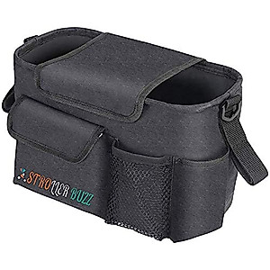 Stroller Organizer, Bottle Caddy & Cup Holder, Large Storage Universal Fit, Doubles as Diaper Shoulder Bag by Stroller Buzz