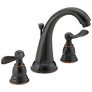 Delta Faucet Windemere Widespread Bathroom Faucet Oil Rubbed Bronze, Bathroom Faucet 3 Hole, Metal Drain Assembly, Oil Rubbed Bronze B3596LF-OB