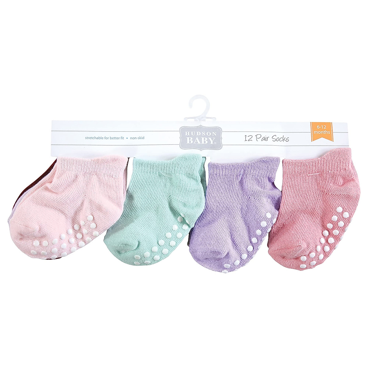 Hudson Baby Unisex Baby Non-Skid No-Show Socks, Multi Girl, 12-24 Months
