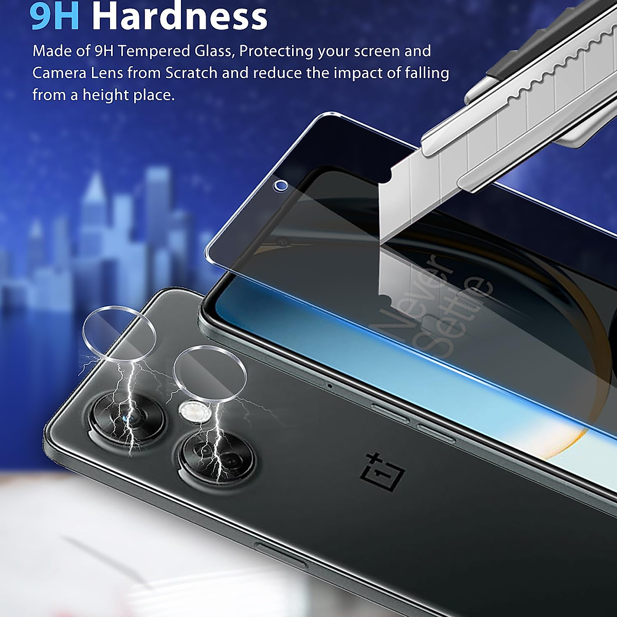 Anbzsign For OnePlus Nord N30 5G / Nord CE 3 Lite (2023) With [2 Pack] Camera Lens Protector and [2 Pack] Privacy Screen Protector, Anti-Spy 9H Hardness Tempered Glass.