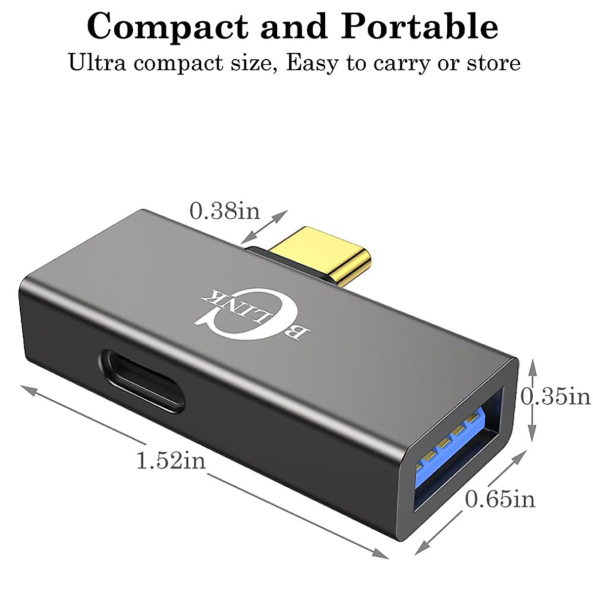 BCLINK 2-in-1 USB C to USB 3.1 Adapter with 100W Charging Port, Thunderbolt 4/3 OTG Converter for Meta Quest 2, iPhone 15, MacBook, iMac, iPad and More - Space Gray