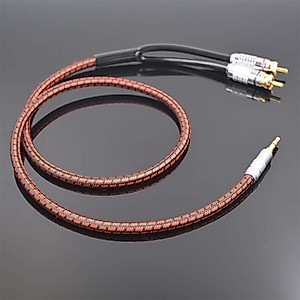 Primeda Audiophile Audio Cable Stereo 3.5mm Male to 2 RCA Male Red for Smartphone, MP3,CD, Tablets, Speakers,Home Theater,HDTV (Straight 3.5mm (3 Feet))