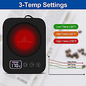 Coffee Mug Warmer - Cup Warmer for Desk Candle Warmer Automatic Shut Off, Smart Beverage Warmer with 3 Temperature Settings Touch Switch for Coffee, Water, Milk, Tea, Safely Use for Office/Home