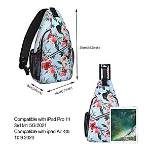 MOSISO Sling Backpack, Multipurpose Travel Hiking Daypack Rope Crossbody Shoulder Bag, Ranunculus