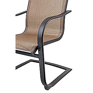 Garden Elements Outdoor Bellevue Metal Patio Chair, Brown (2, Spring Chair)