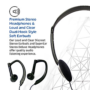 SuperEar Personal Sound Amplifier Model SE5000 (PSAP), 50dB Gain, Hand Held Pocket Size Audio Amplifier with Headphones, EarBuds, Tactile On/Off Volume Control for Adults, Audiologists, and Seniors