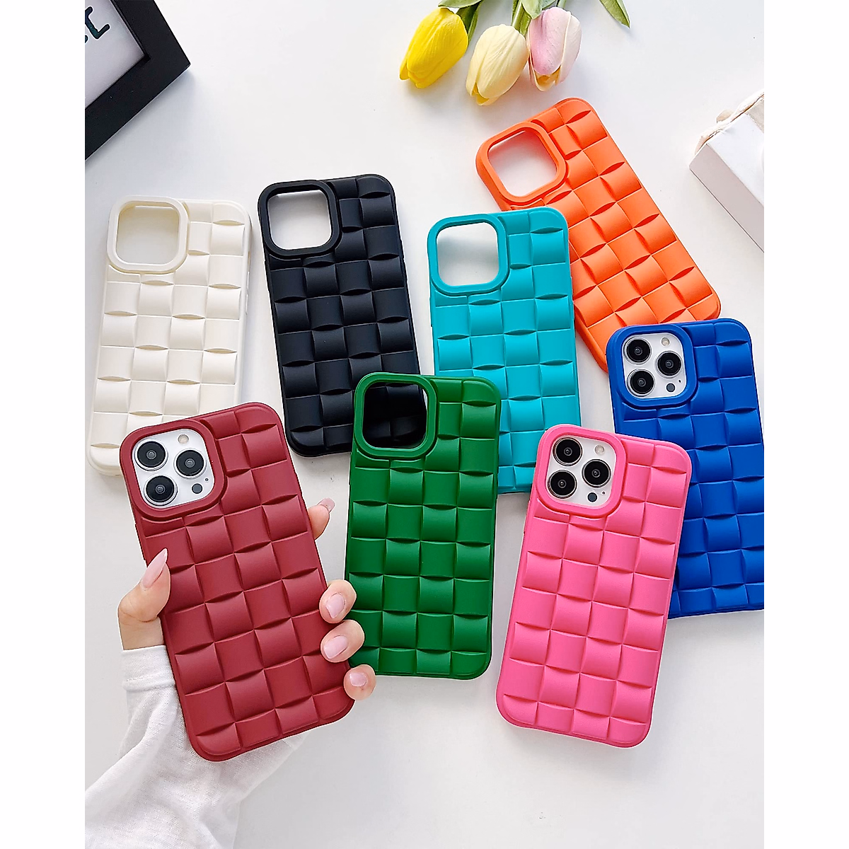 Ginkgonut Compatible with iPhone 13 Pro Max Case for Women/Girls, Cute 3D Laid Desgin Soft Silicone Shockproof Raised Bumper Corners Case for iPhone 13 Pro Max（Black）