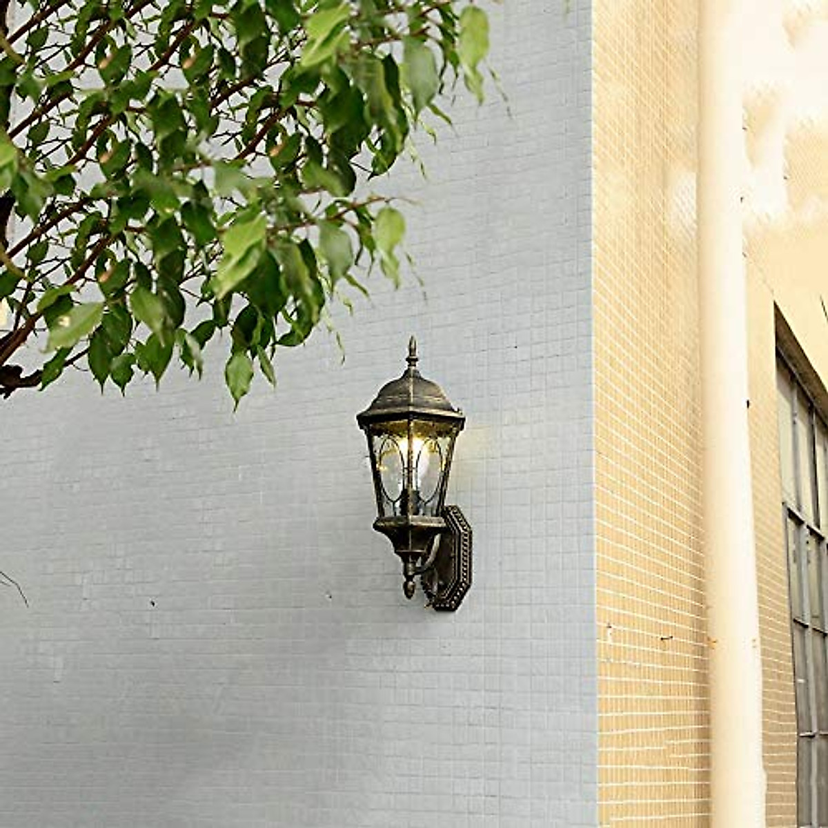 PEHUB Outdoor Waterproof Wall Light Fixture Bronze Completed Balcony Lighting Clear Glass Lantern Wall Lamp House Porch Patio Surface Mount Wall Sconce High Hard-Wired Exterior Light Fixture