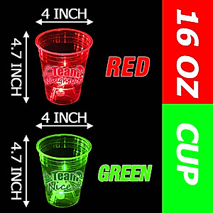 mishunyus 24 Pcs Christmas Party Cups,Glowing Christmas Team Naughty or Nice Party Cups Decoration Cups for Christmas Party Cups Party Supplies(Red & Green)