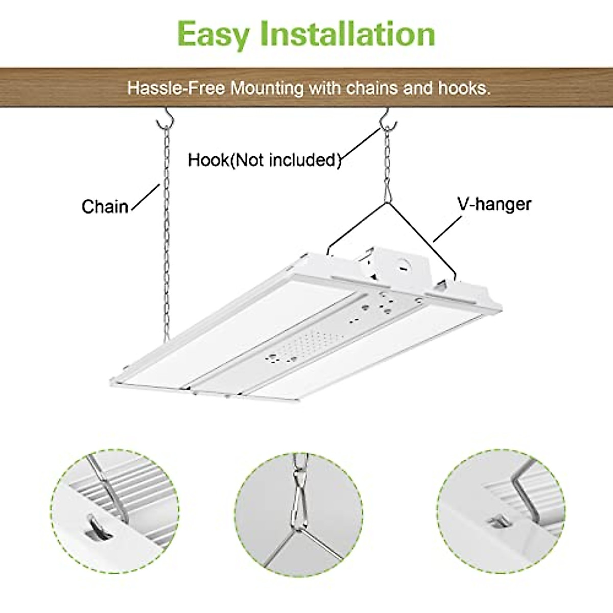 hykolity 2 Pack LED Linear High Bay Shop Light, 1.5FT 210W LED Shop Light Fixture, 27300lm 130LM/W, 100-277V, 0-10V Dim, 5000K Warehouse Lighting, ETL Approved, 5 Years Warranty