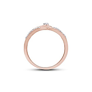 AFFY Round Cut Natural White Diamond Split Shank Heart Promise Bypass Engagement Ring In 14k Gold Over Sterling Silver (0.10 cttw, Color- I-J, Clarity- I2-I3) Gift For Her