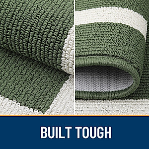 OLANLY Indoor Door Mat, 32x20, Non-Slip Absorbent Resist Dirt Entrance Mat, Washable Low-Profile Inside Entry Doormats for Entryway, Green