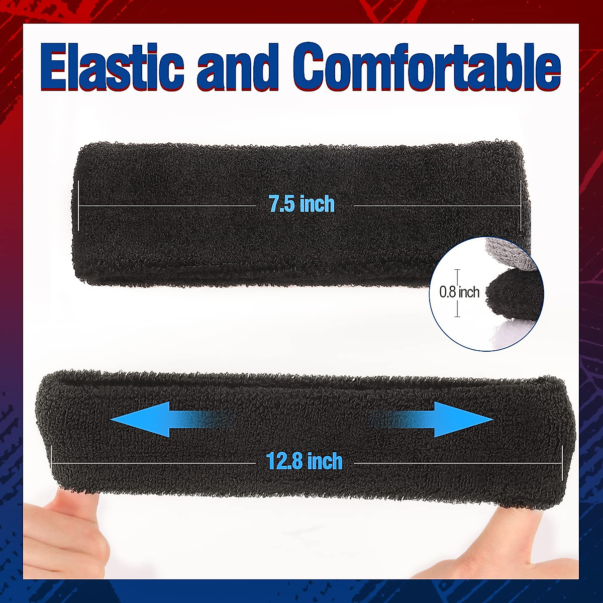 Sweatbands Sports Headband for Men & Women, Moisture Wicking Hairband Athletic Towel Headbands Cotton Head Sweat Bands for Running, Cycling, Yoga, Spa