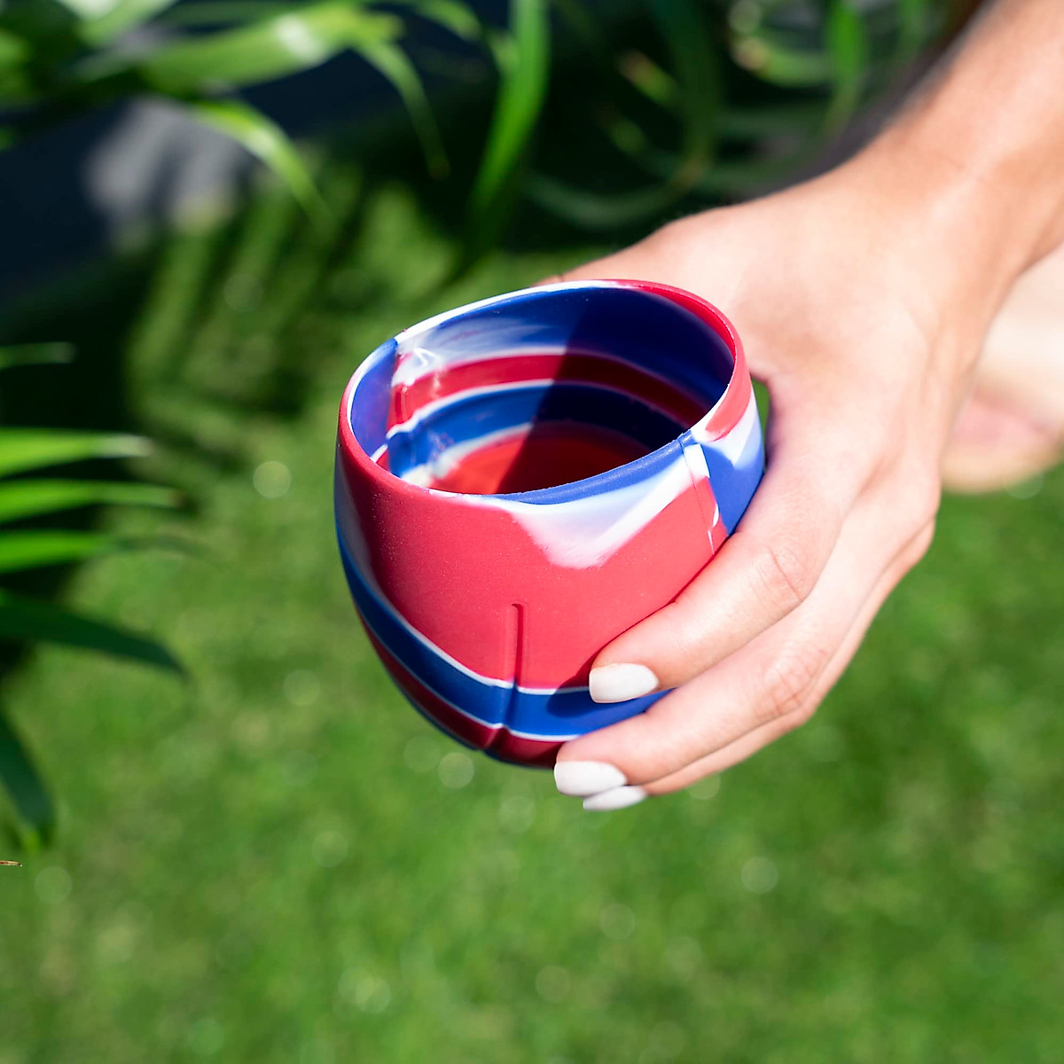 True Flexi Tie Dye Aerating Silicone Tumblers, Stemless Flexible Silicone Wine Glasses, 16 Ounces, Set of 2, Dishwasher Safe Drinkware, Multicolor