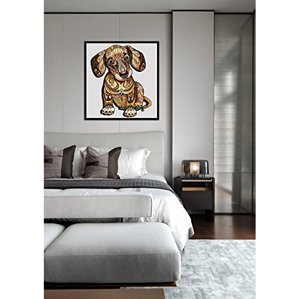 Funnli Wooden Puzzles for Adults - 200 Pcs Dachshund Wooden Jigsaw Puzzle - 11.8 * 9.8in Wooden Cut Puzzle with Box- Family Game Play Collection- Challenging Unique Shape Jigsaw Puzzles Gifts