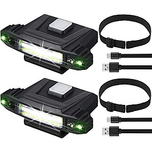 2 Pieces Ultra Bright Mini LED Clip on Cap Light USB Rechargeable Motion Sensor Hat Visor Light Waterproof Cap Light Flashlight Headlamp for Fishing Camping Running Hard Hats Helmets, 4 Light Modes
