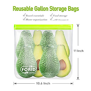 Reusable Gallon Freezer Bags - 6 Pack EXTRA THICK 1 Gallon Bags LEAKPROOF Gallon Storage Bags for Marinate Food & Fruit Cereal Sandwich Snack Meal Prep Travel Items Home Organization Storage