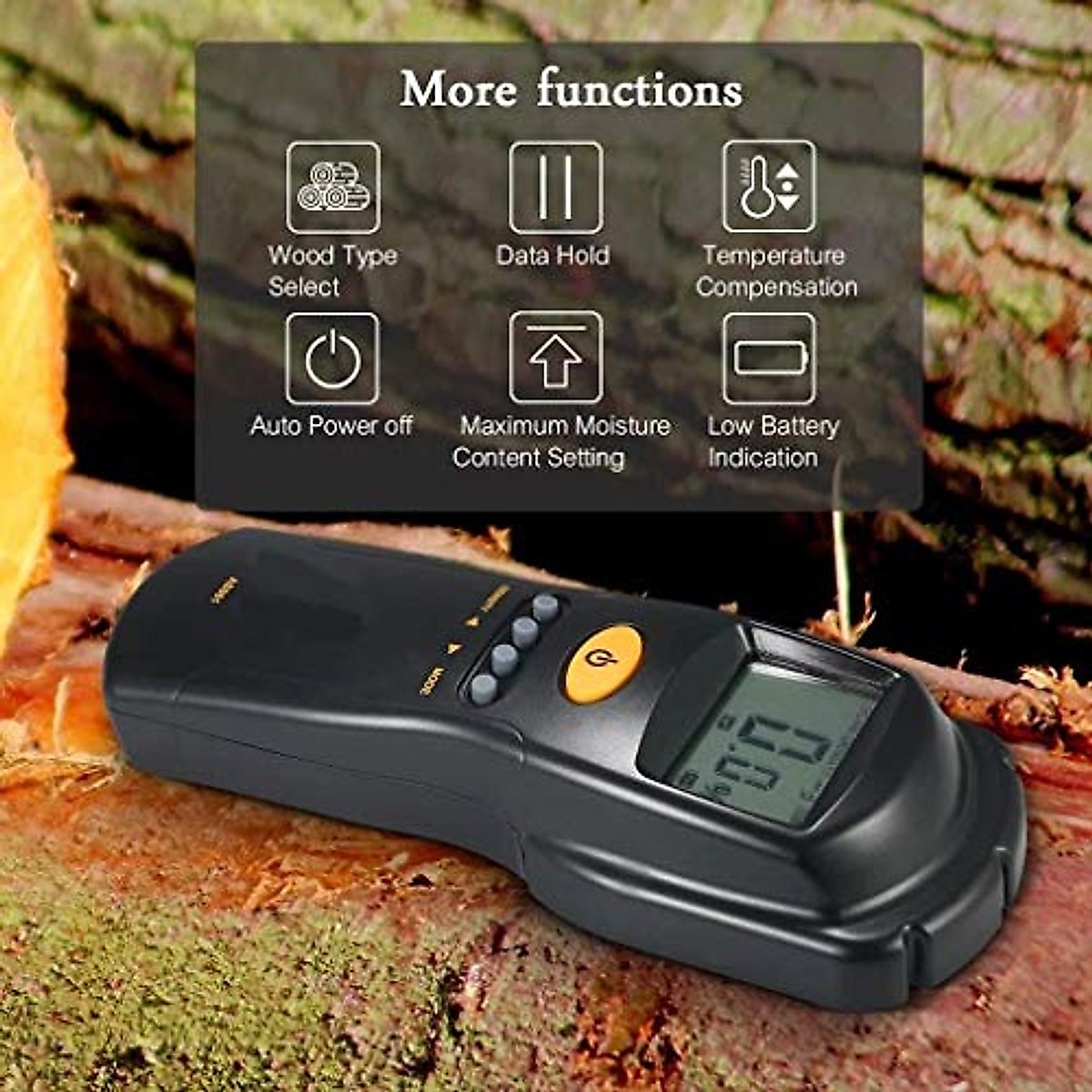 Wood Moisture Meter, Lumber Damp Detector, Moisture Content Tester with LCD Display, Range 2%～70%, Suitable for Measuring The Containing Water of Wood, Bamboo, Paper & Herbals
