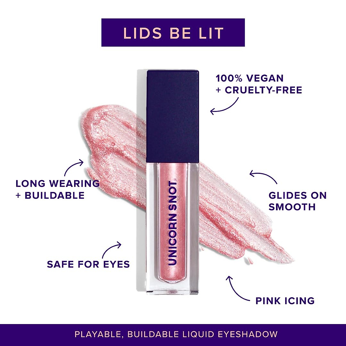 UNICORN SNOT Liquid Eyeshadow Makeup - Eyelighter - Buildable & Playable Liquid Eye Shadow - Smooth Gliding Intense Color - Metallic Eyes & Lip Glitter for Festivals, Pride, Cosplay - Blue (Slide)