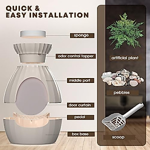 Freefa 【Upgraded】 Plant Litter Box with Odor Control System, Extra Large Cat Litter Box, Hidden Cat Litter Box Enclosure Furniture, Plant Litter Boxes for Cats, Kitty, with Door Curtain & Inner Liner