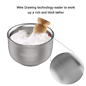 Anbbas 4.1inches Lathering Foam Shaving Bowl 3-Layer Heat Preservation Food-Grade 304 Stainless Steel Shaving Soap Cream Mug Cup for Brush Men Close Shave