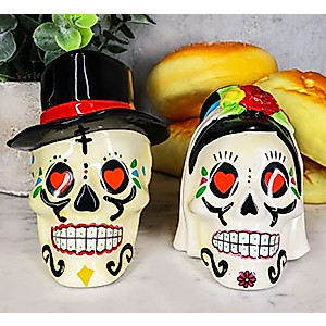 "Home Décor Accents" Day Of The Dead Wedding Bride And Groom Skulls Salt Pepper Shakers Set - Home Accents 33-kl1-1025