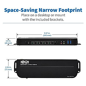 Tripp Lite 4 Port DisplayPort USB KVM Switch, Quad Port DP USB KVM Switch, 4K 60 Hz, HDR, HDCP 2.2, DP 1.4, USB 3.0 Cables, Black (B005-DPUA4)