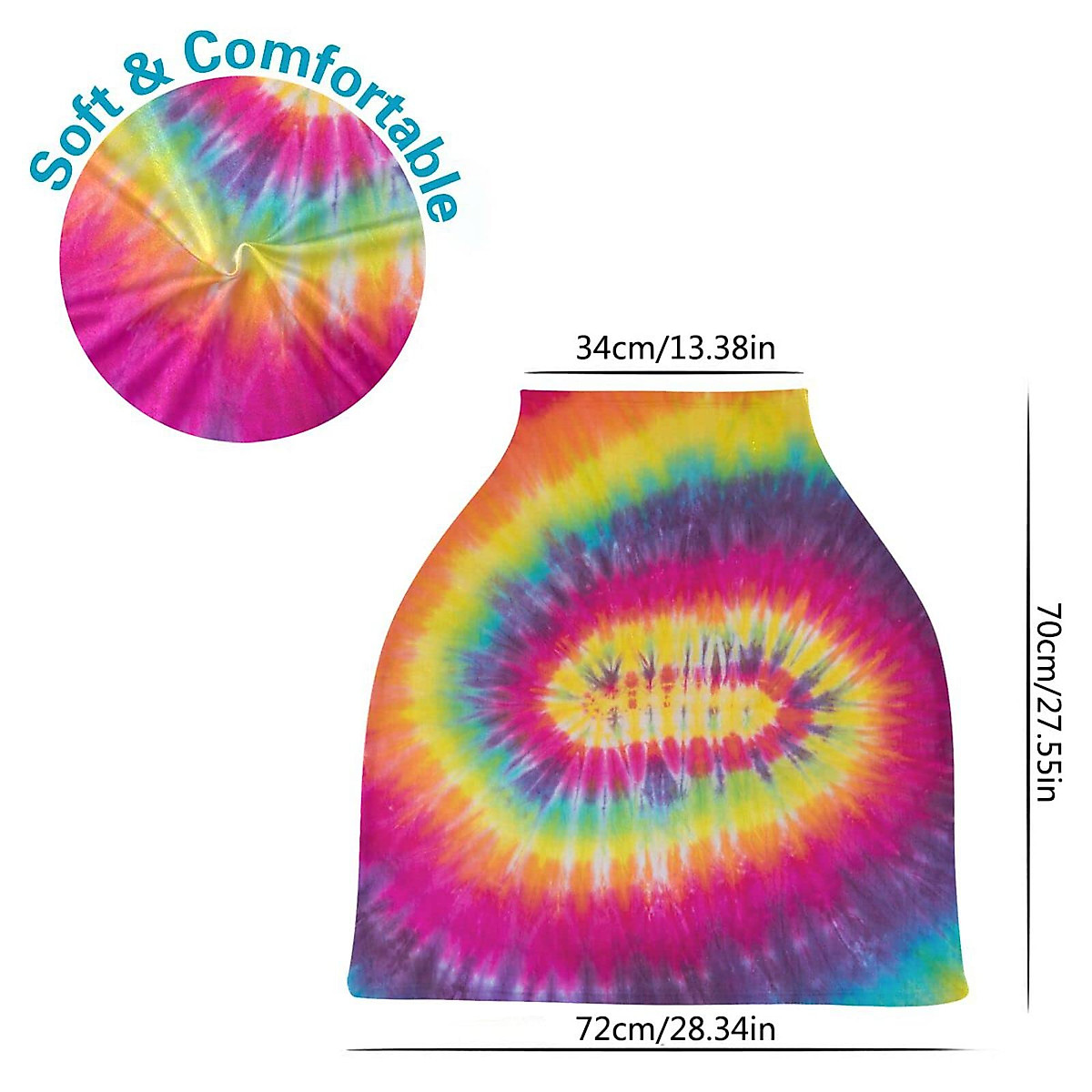 Kigai Rainbow Tie Dye Nursing Cover for Baby Car Seat Covers Breathable Infant Stroller Cover Soft Breastfeeding Scarf