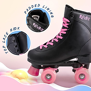 Ruthfot Roller Skates for Women and Girls with Innovative Jelly Wheels, High Top Double-Row Classic Quad Skates with PU Leather for Kids and Adult
