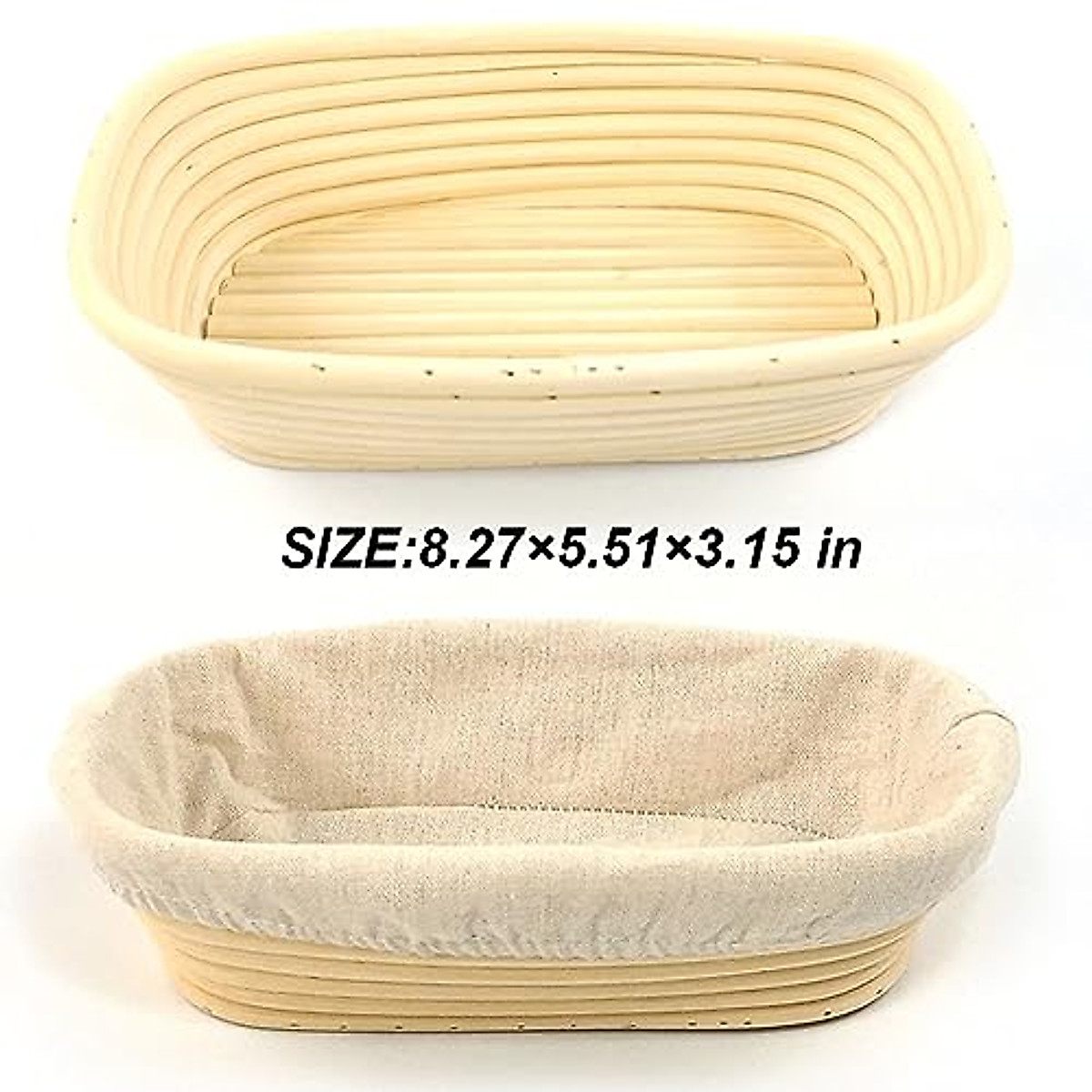 8 Inch Oval Premium Bread Proofing Basket Set - Authentic Natural Rattan, Optimal Size, Easy Clean, Ideal for Sourdough, Dye-Free.GEPAS (8in)