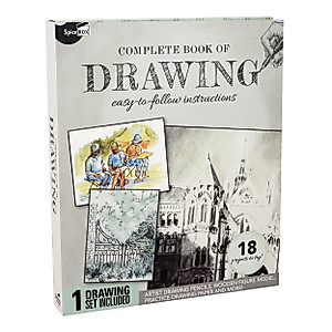 SpiceBox Complete Drawing Set, How to Draw Book with Sketching Supplies and Wooden Drawing Figure, Arts and Crafts Hobby Kits for Adults