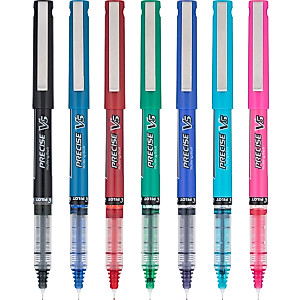 PILOT Precise V5 Stick Liquid Ink Rolling Ball Stick Pens, Extra Fine Point (0.5mm) Assorted Ink Colors, 7-Pack Pouch (26015)