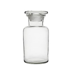 EISCO Reagent Bottle, 250ml - Wide Neck - Includes Tight Fitting Glass Stopper - Soda Glass Labs