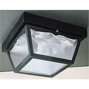 Westinghouse Lighting 6682300 Traditional Two-Light Outdoor Flush-Mount Fixture, Black Finish on Polypropylene, Frosted Glass Panels,White