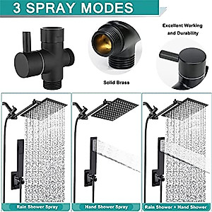 Dual Shower Head,12" High Pressure Rain Shower Head with Handheld Shower Head Spray Combo,High Pressure Showerheads with 78" Long Hose,Black