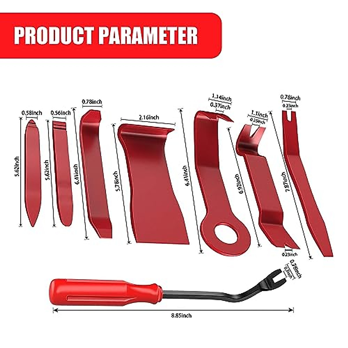 gunhunt 8 PCS Car No-Scratch Pry Tool Kit, POM Car Fastener Removal Screwdriver Set, Suitable for Removing Car Stereo, Dashboard, Door Panel Windows, Radio (Red)