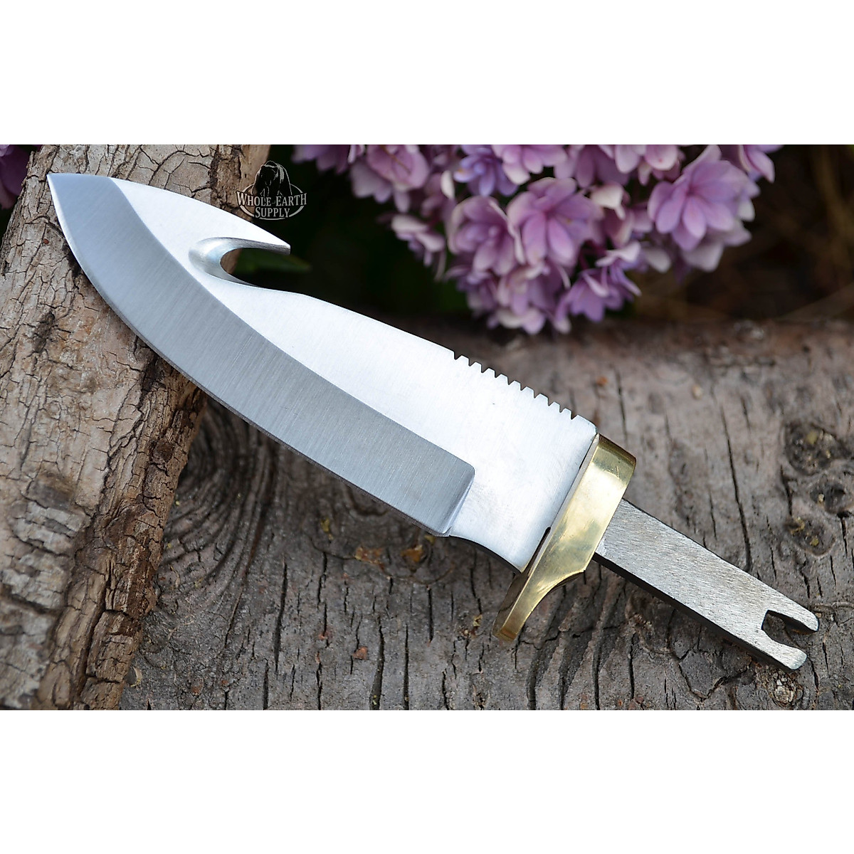 Whole Earth Supply (Set of 2) CUSTOM BLANK Guthook Knife Making Hunter Blade w/Brass Guard Bolster BLSM02