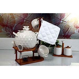 APCOLLECTION Pot Holder 100% Cotton, Machine Washable, Heat Resistant Kitchen Gift Set (Pack of 10 Size 7 X 7 Inch, White)